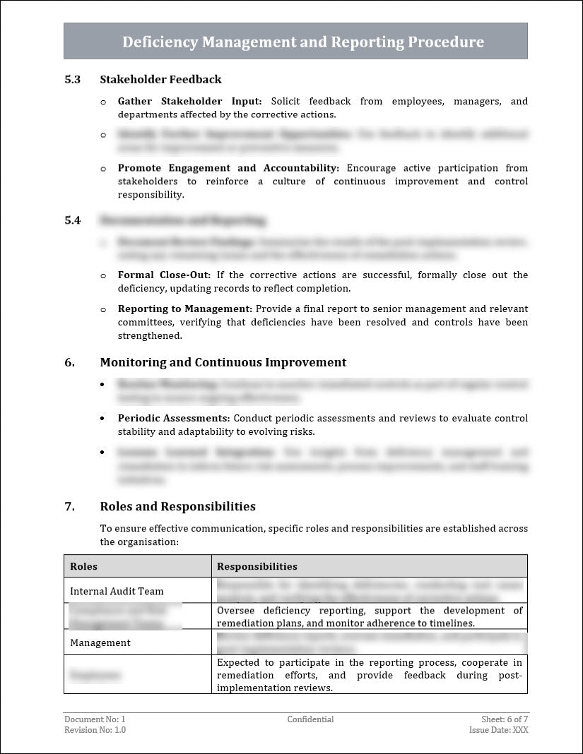 Deficiency Management and Reporting Procedures Template – ITSM Docs ...