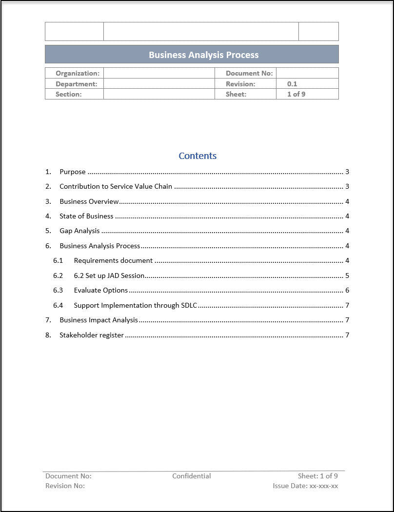 Business analysis Process Templates – ITSM Docs - ITSM Documents ...