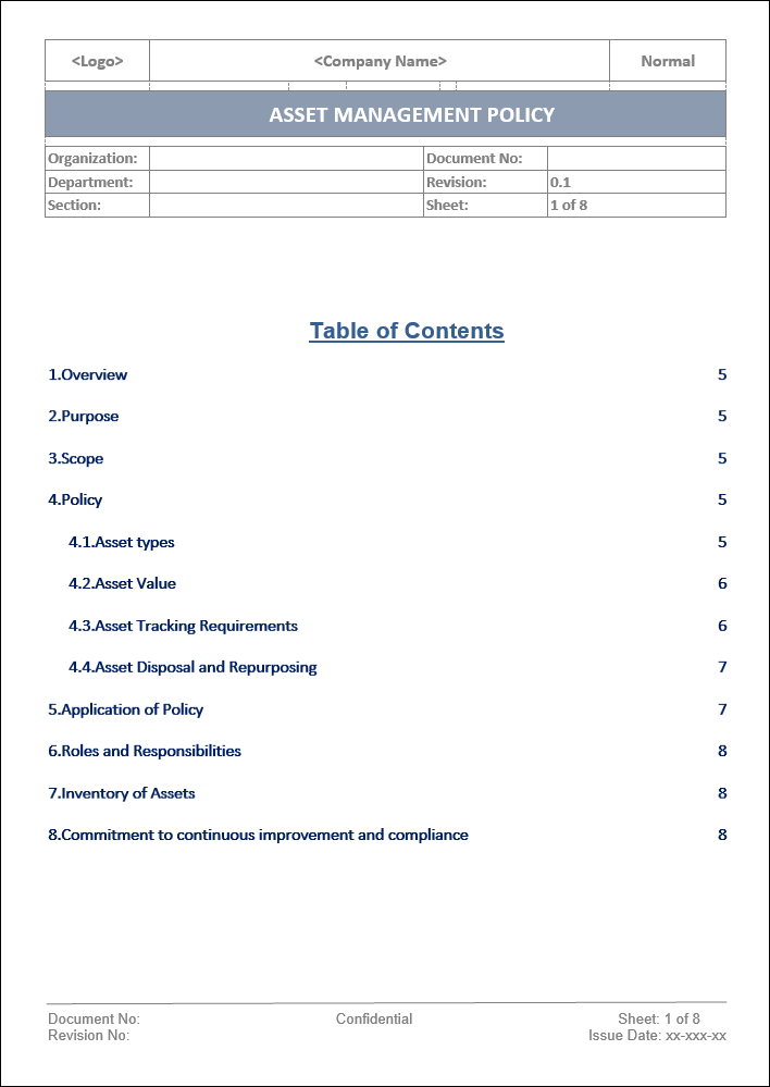 Asset management policy – ITSM Docs - ITSM Documents & Templates