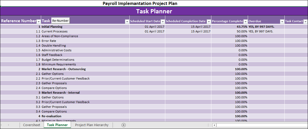 Excel Implementation Plan Template