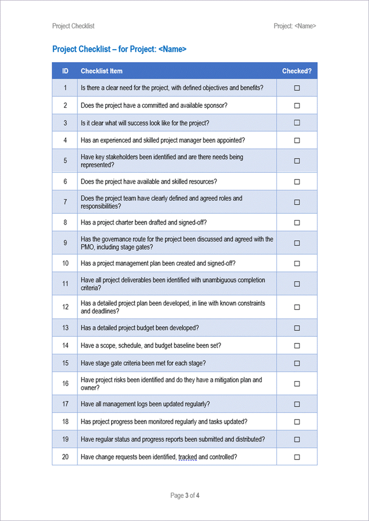 Implementation Checklist Template Project Checklist 14+ Examples,