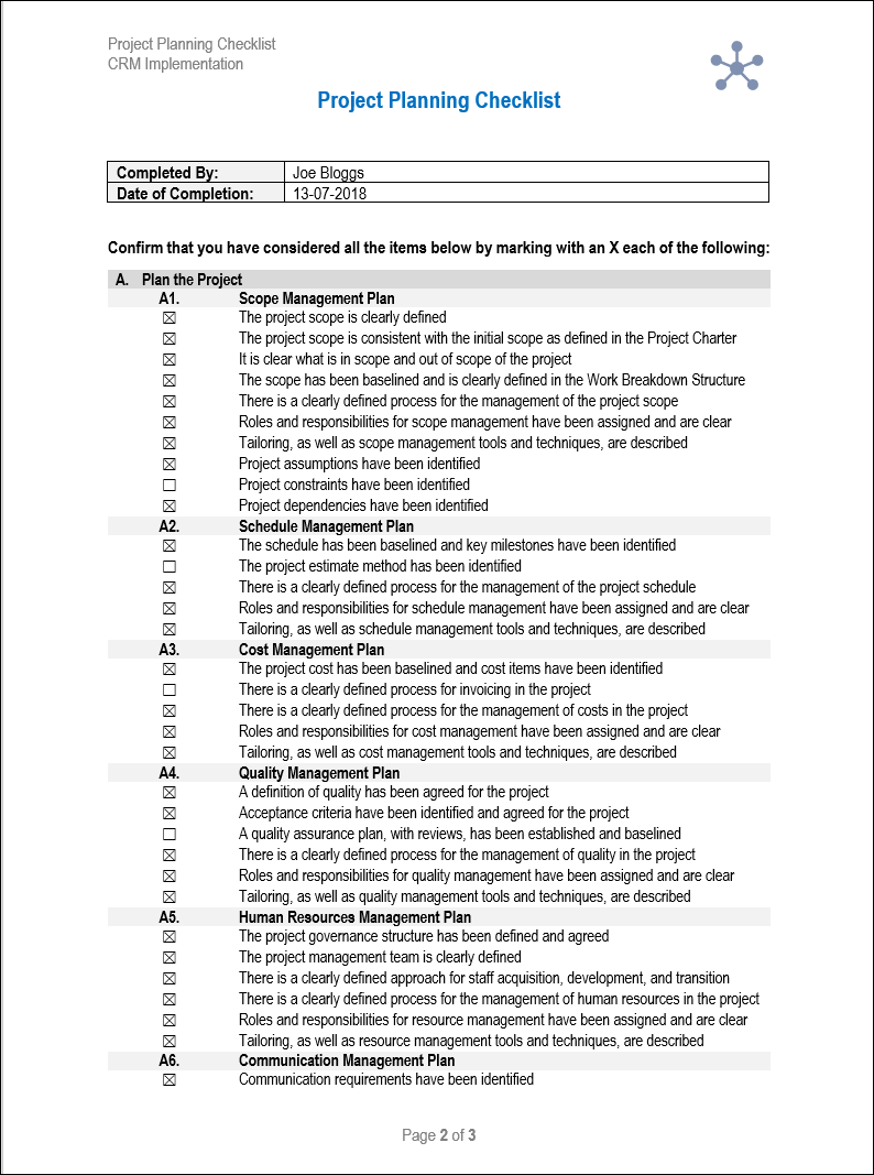 Project Starter Kit - Project Planning Checklist - Template – ITSM Docs ...