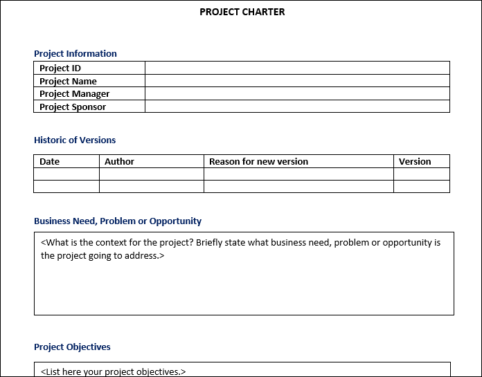Project Charter Word Template – ITSM Docs - ITSM Documents & Templates