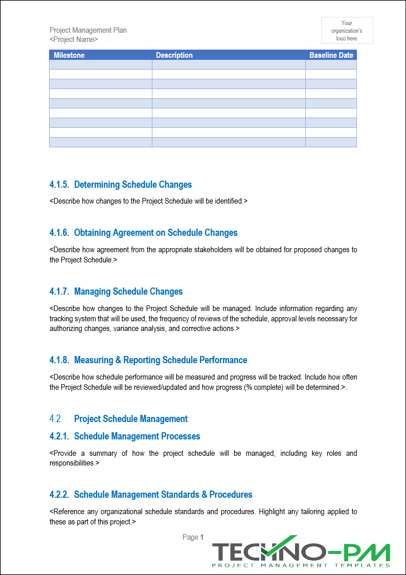 Project Management Plan (PMP) Template – ITSM Docs - ITSM Documents ...
