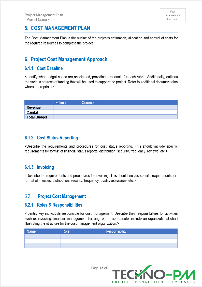 Project Management Plan (PMP) Template – ITSM Docs - ITSM Documents ...