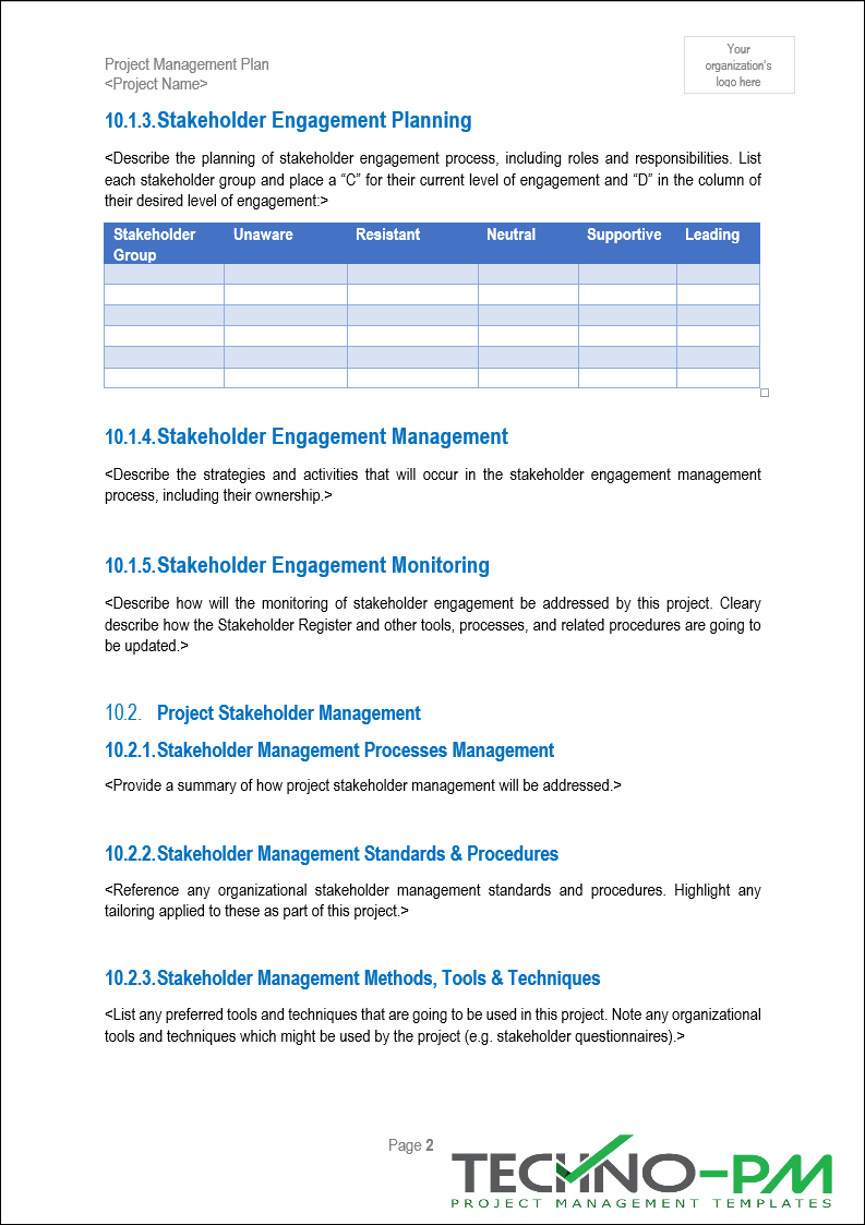 Project Management Plan (PMP) Template – ITSM Docs - ITSM Documents ...