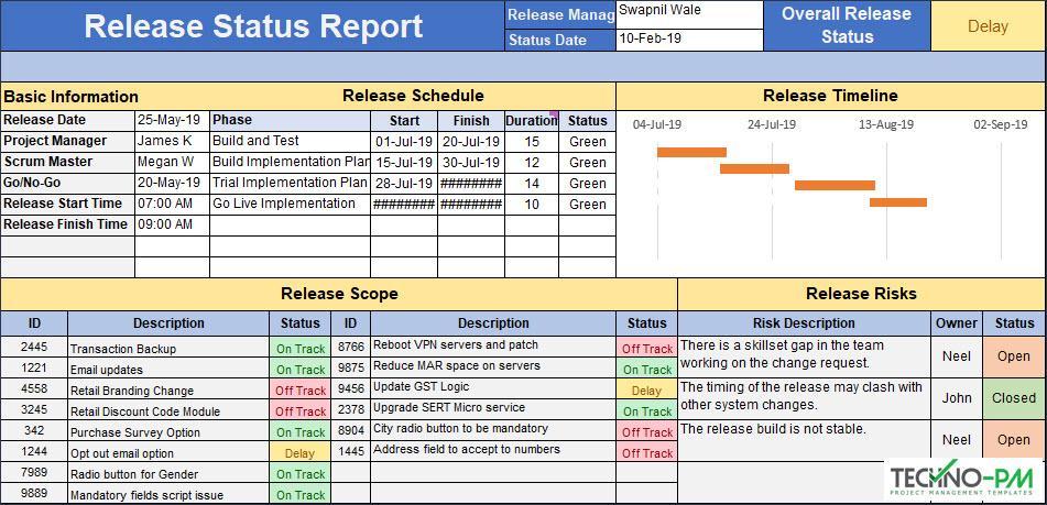 Release Status Report Excel Template – ITSM Docs - ITSM Documents ...