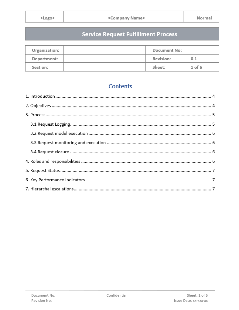 Service Request Fulfillment Process – ITSM Docs - ITSM Documents ...