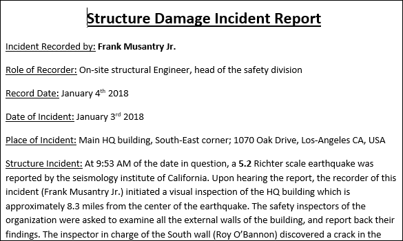 Structure Damage Incident Report – ITSM Docs - ITSM Documents & Templates