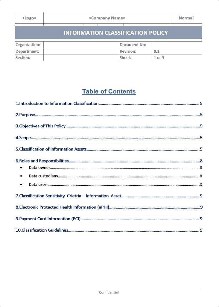 Information Classification Policy – ITSM Docs - ITSM Documents & Templates
